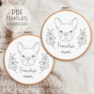Frenchie Lover Embroidery Pattern, French Bulldog Pattern, Dog Lover ...