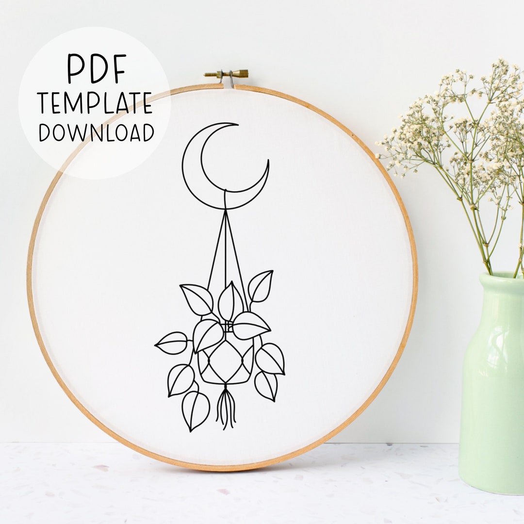 Hanging Plant Embroidery Pattern Download, Gardening Embroidery Design ...