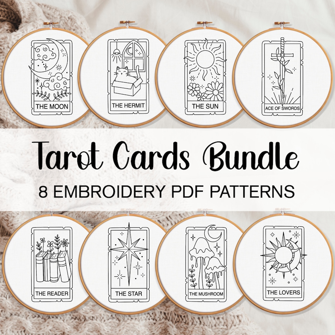 Tarot Card Embroidery Pattern BUNDLE, Psychic Hand Embroidery Patterns ...