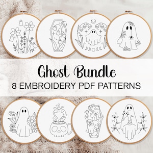 Ghost Embroidery Pattern BUNDLE, Cute Ghosts Hand Embroidery Patterns ...