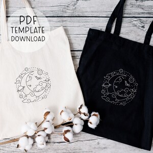 Cosmic Embroidery Pattern Download, Celestial Embroidery, Moon and ...