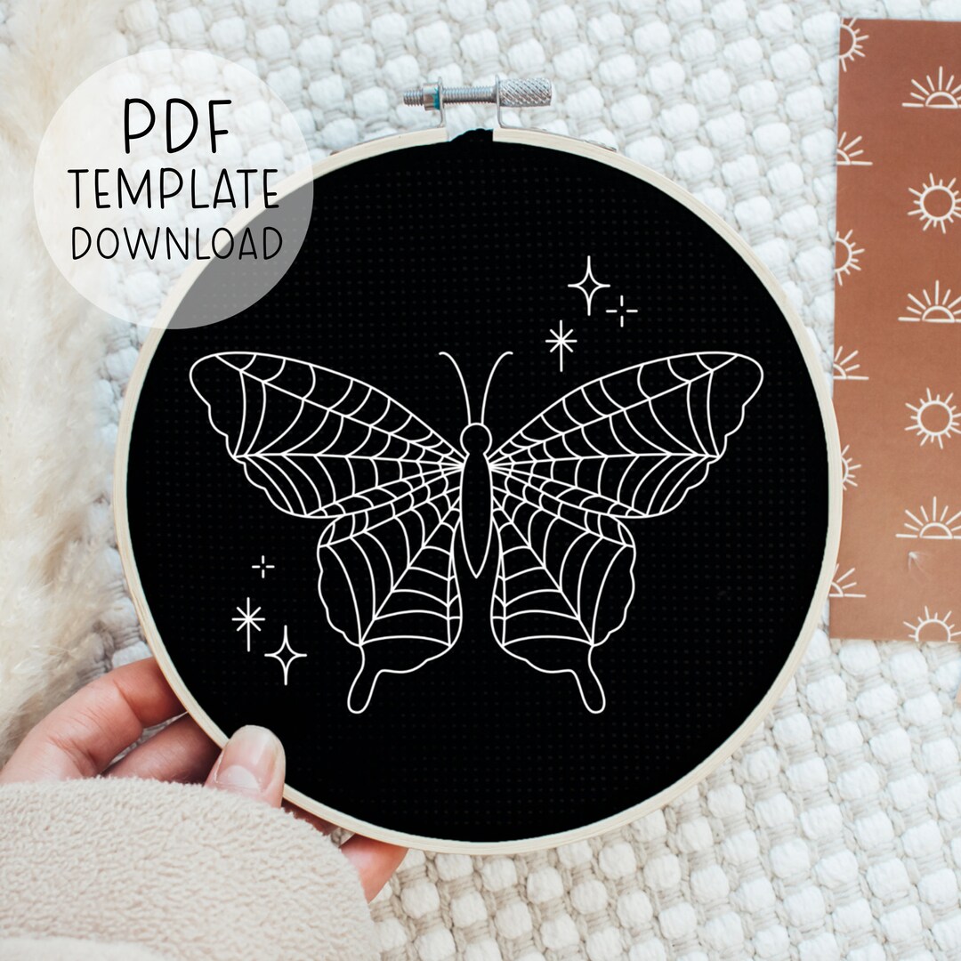 Spider Web Butterfly Embroidery Pattern Download, Cobwebs Embroidery ...