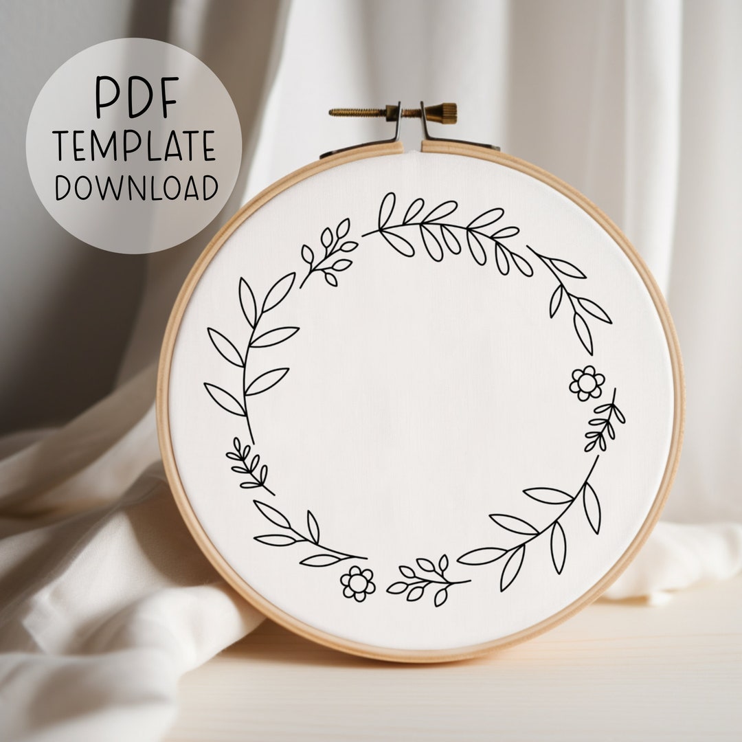 Leaves Frame Embroidery Pattern, Floral Border Embroidery Design, Leaf ...