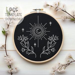 Celestial Flowers Embroidery Pattern BUNDLE! Planets Hand Embroidery ...