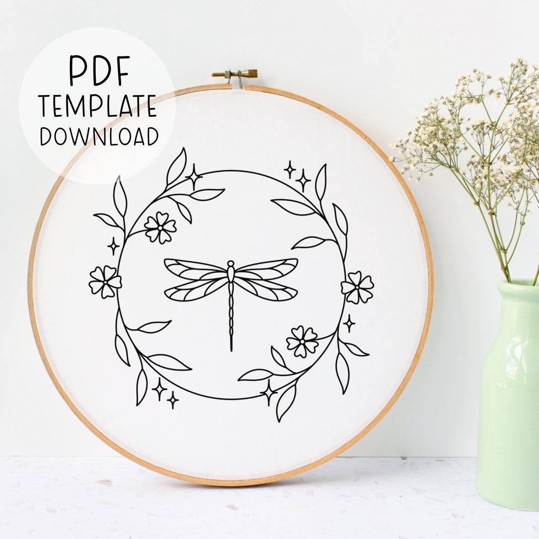Decorative Dragonfly Embroidery Pattern Template, Dragonflies Pattern ...