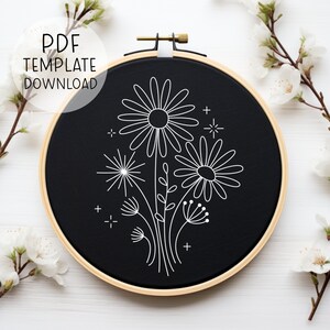 Daisy Embroidery Pattern Template Download, Beginner Embroidery ...