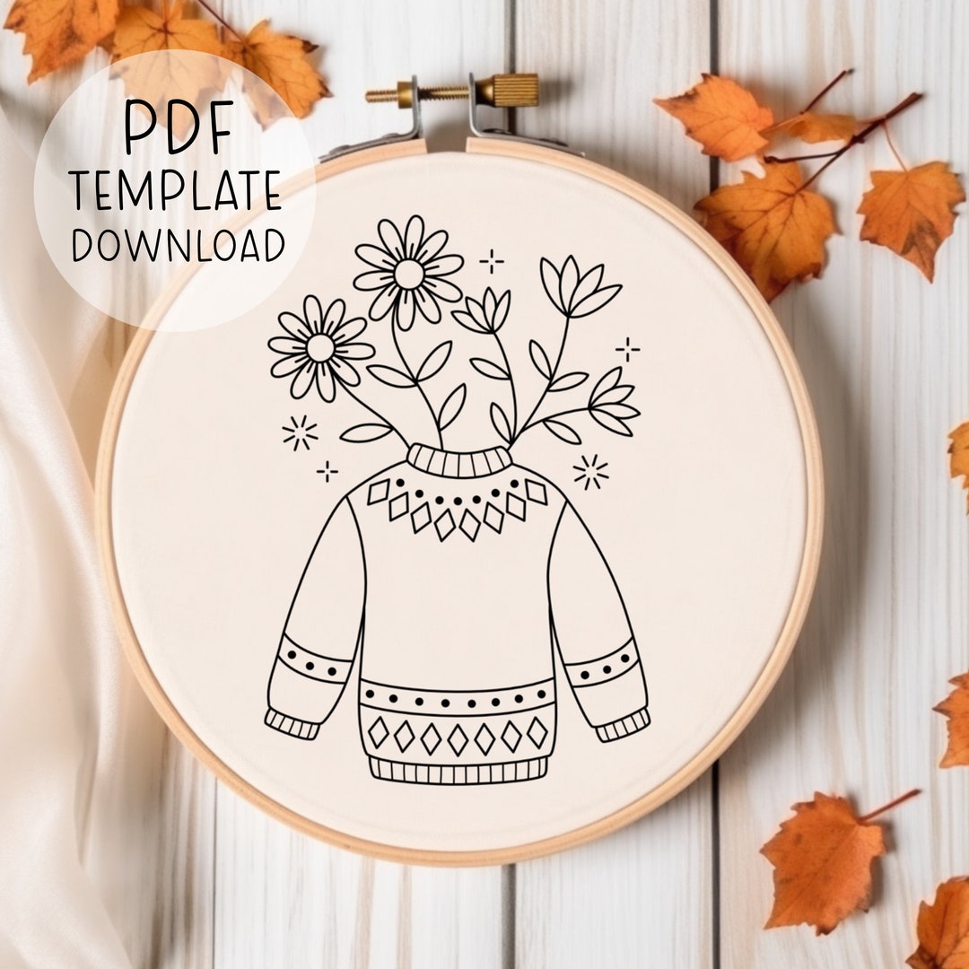 Sweater Weather Embroidery Pattern Download, Fall Embroidery Designs ...