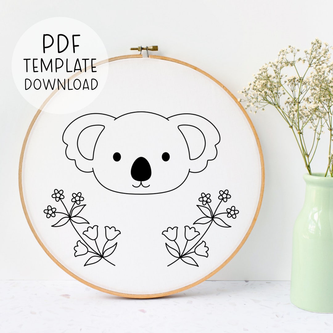 Cute Koala Embroidery Pattern, Australian Animals Embroidery Design ...