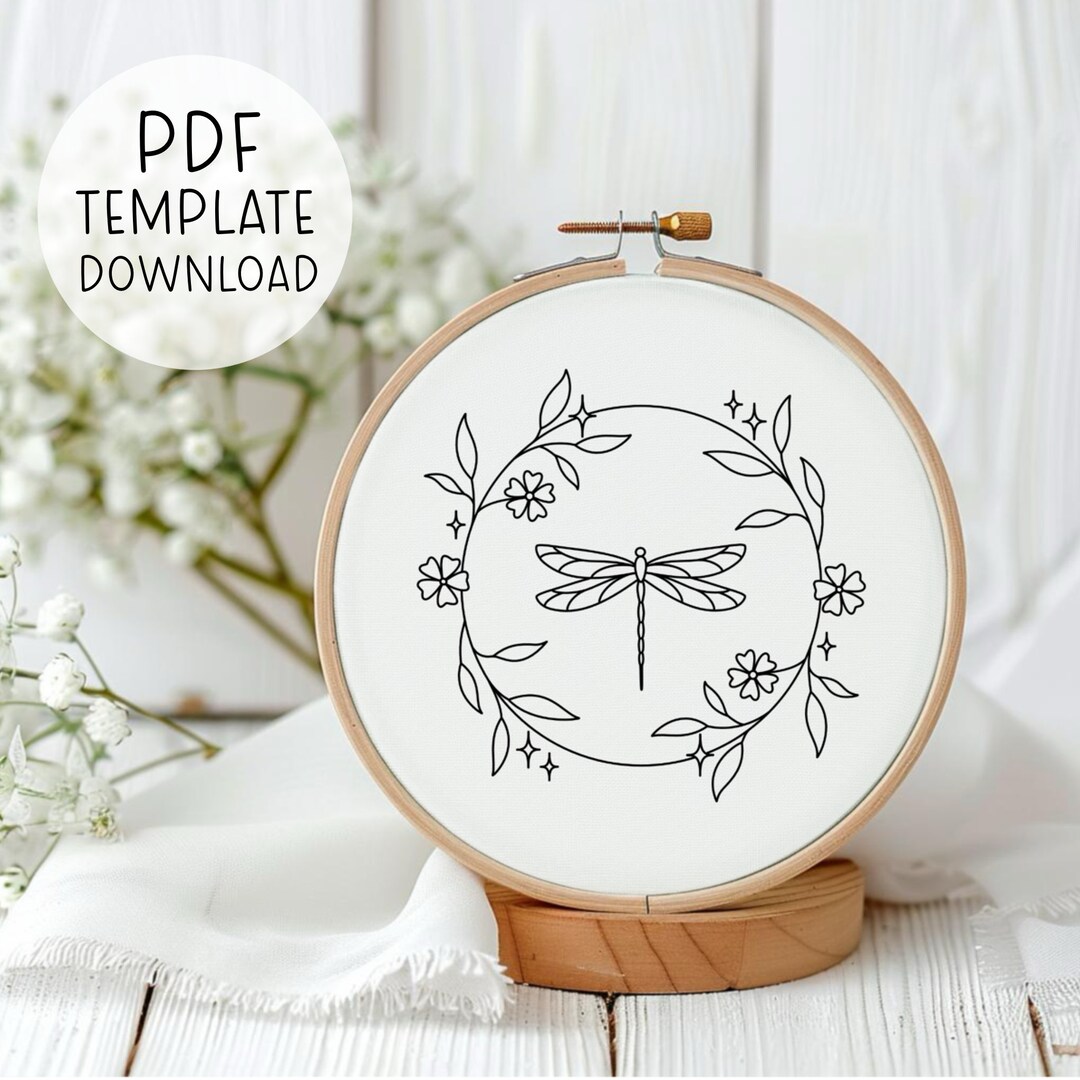 Decorative Dragonfly Embroidery Pattern Template, Dragonflies Pattern ...
