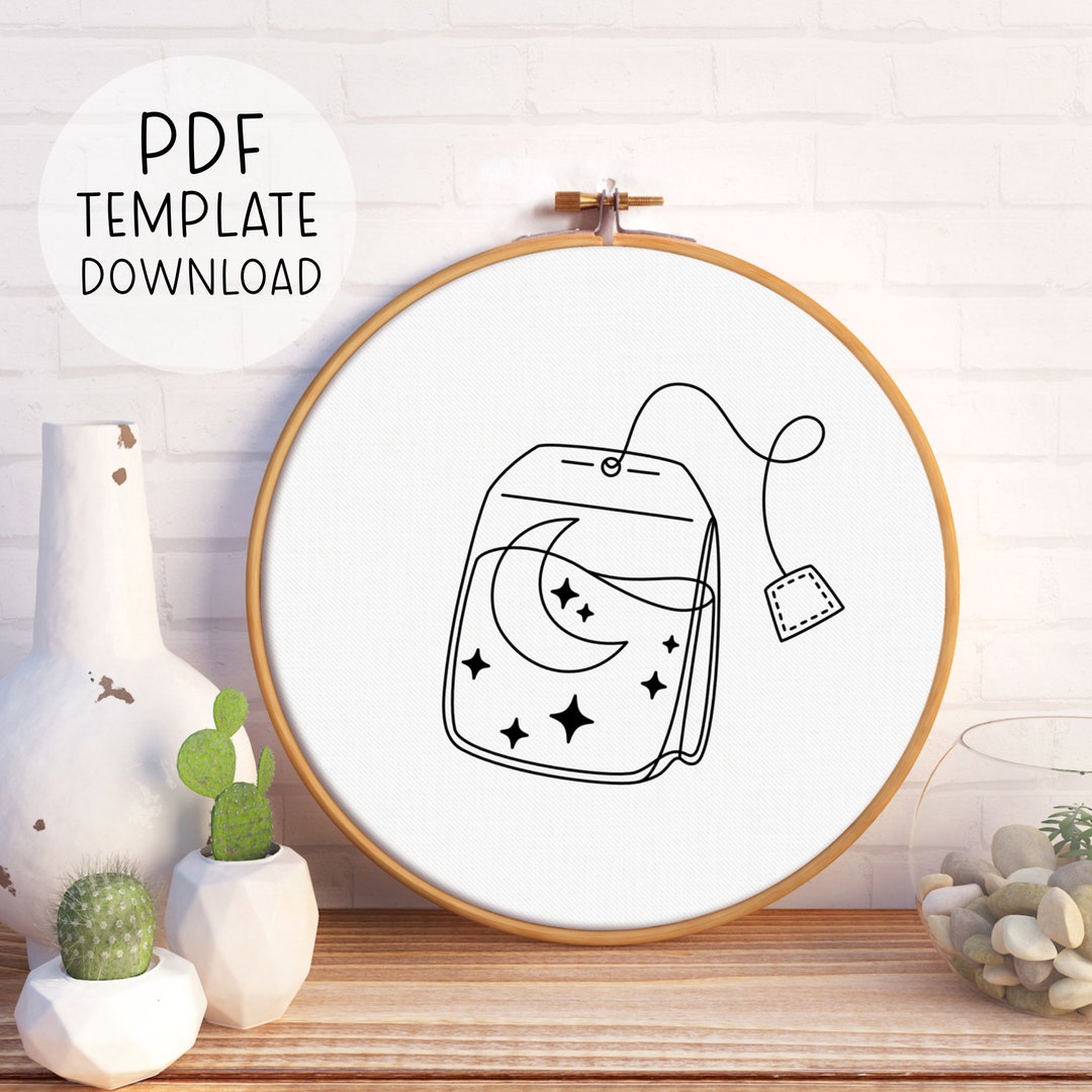 Moon and Stars Embroidery Pattern, Tea Embroidery, Beginner Celestial ...