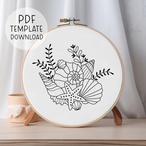 Sea Shells Embroidery Pattern Download, Seashells Needlepoint Pattern ...