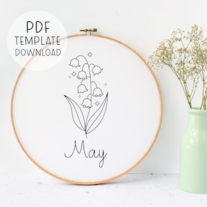 May Birth Month Embroidery Design Download, May Birth Flower Embroidery ...