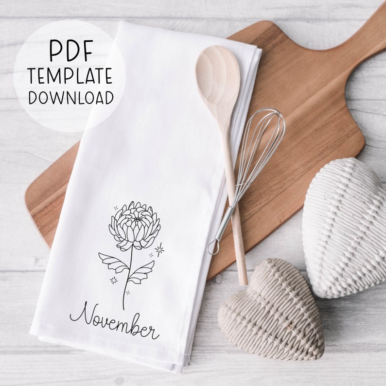 November Birth Flower Embroidery Pattern Template, Astrological ...