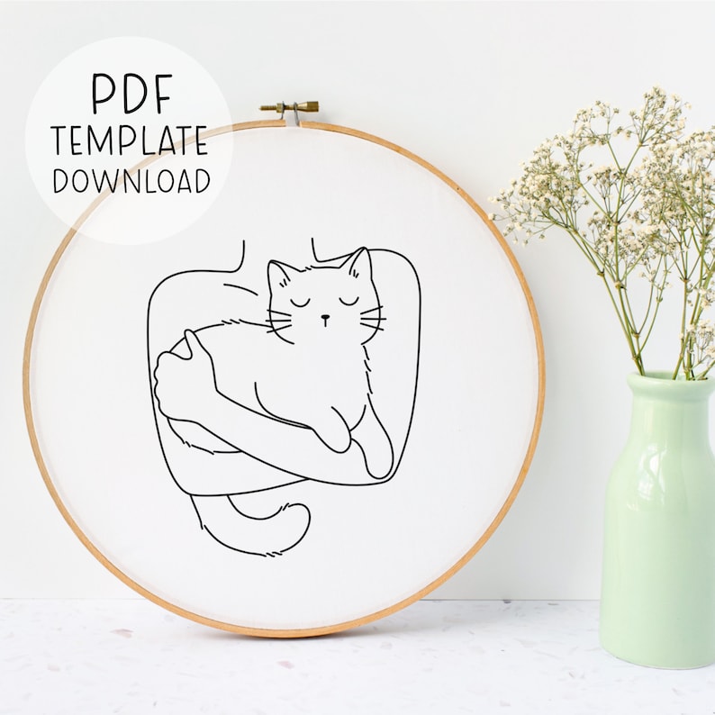 Cat Lady Embroidery Pattern Instant Download Cat Lover - Etsy