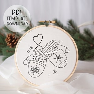 Winter Mittens Embroidery Pattern Download, Handmade Christmas Gift ...