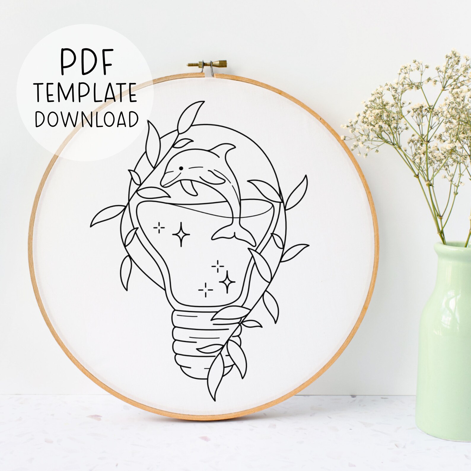 Dolphin Embroidery Pattern Download, Lightbulb Pattern, Ocean ...