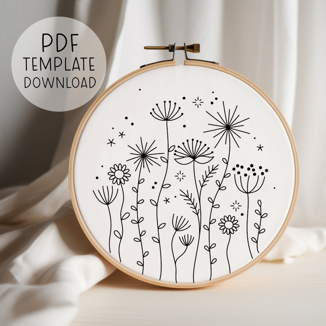 Beginner Wildflowers Embroidery Pattern Instant Download, Easy ...