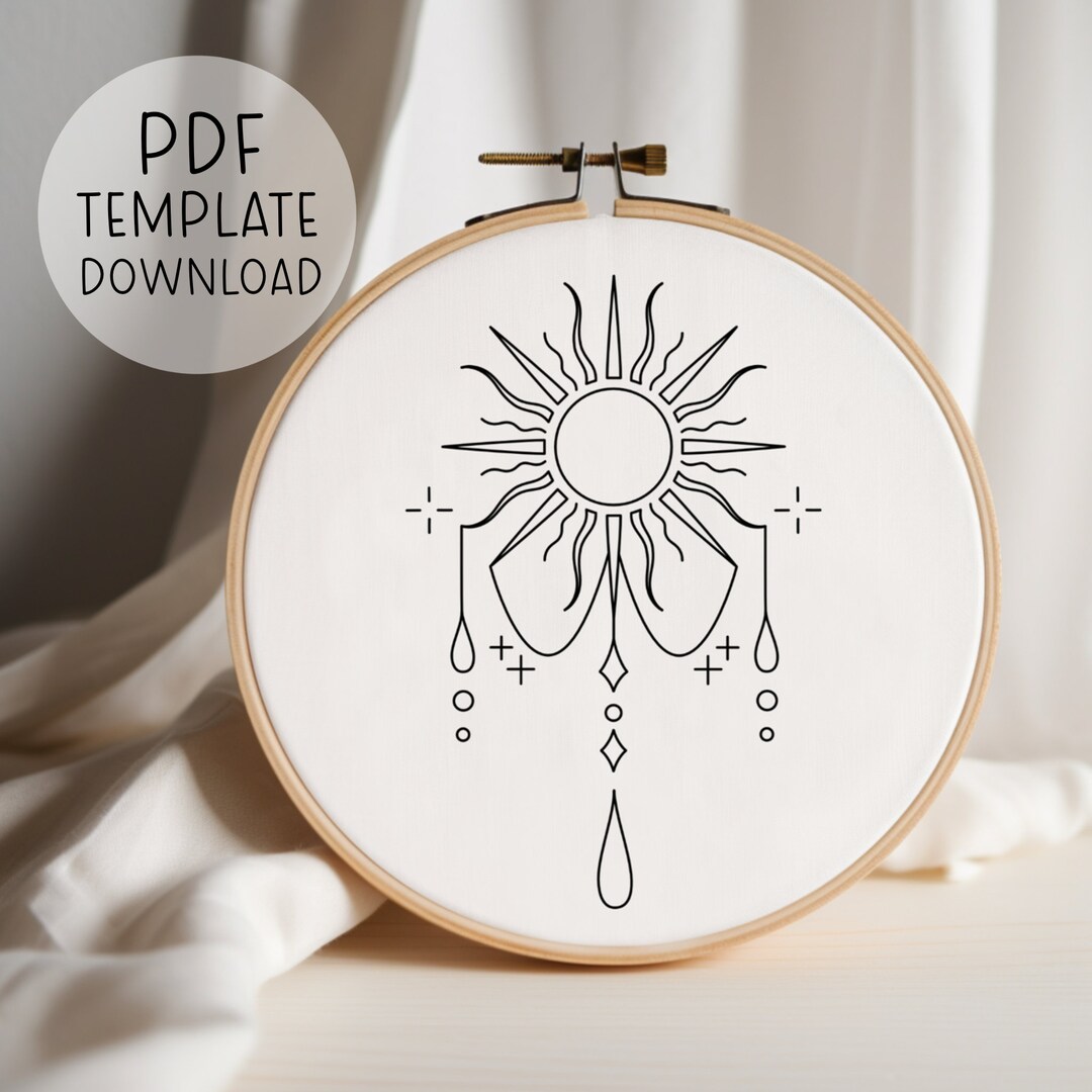 Ornamental Sun Embroidery Pattern Download, Celestial Embroidery ...
