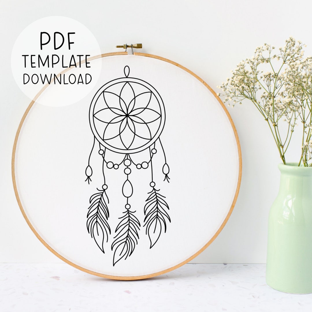 Dreamcatcher Embroidery Pattern, Boho Embroidery, Dream Catcher ...
