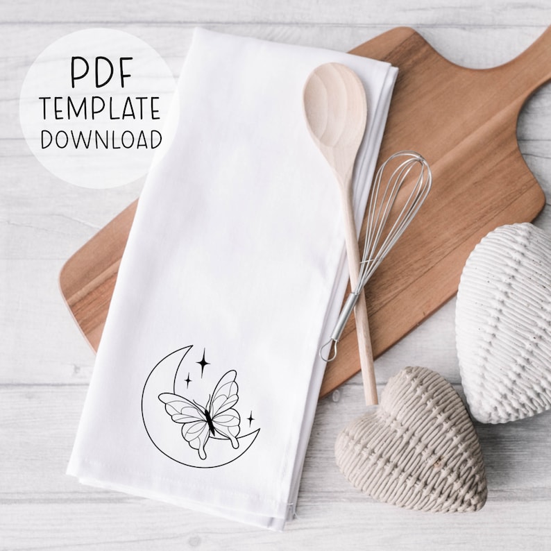 Crescent Moon Embroidery Pattern Download Butterfly Stitching - Etsy