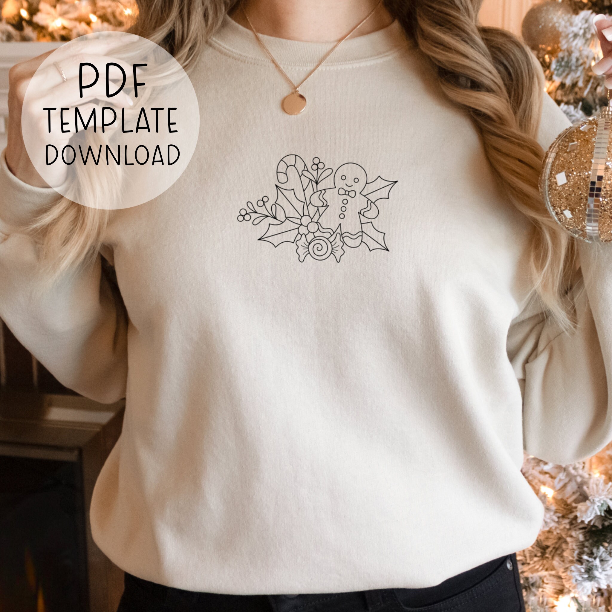 Gingerbread Man Embroidery Pattern, Christmas Candy Embroidery Pattern ...