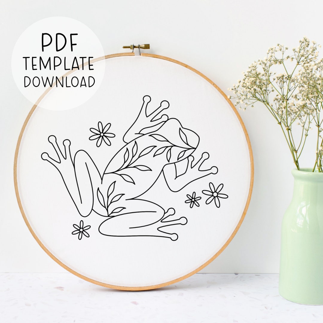 Beginner Frog Embroidery Pattern Template, Froggy Embroidery Design ...