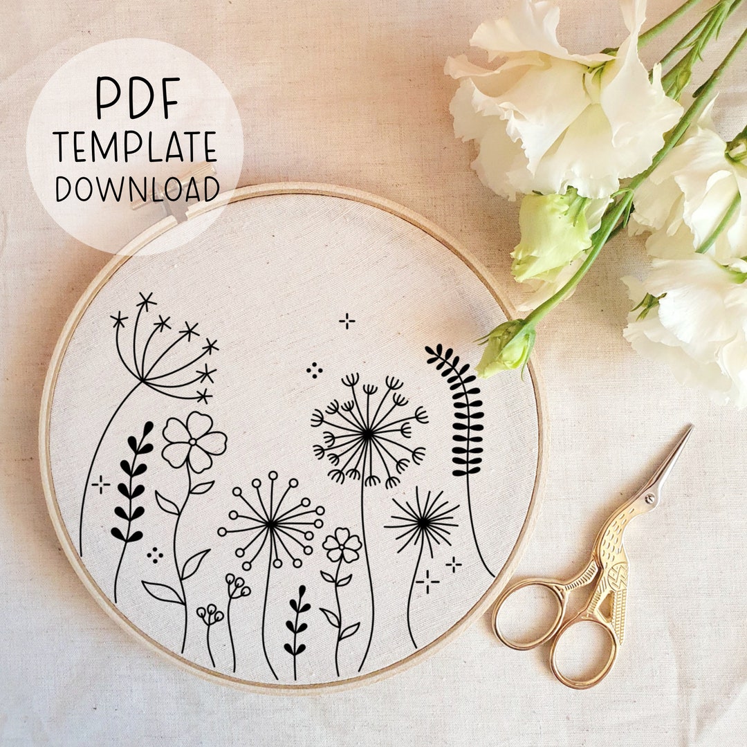 Simple Wildflower Embroidery Pattern Instant Download, Beginner ...