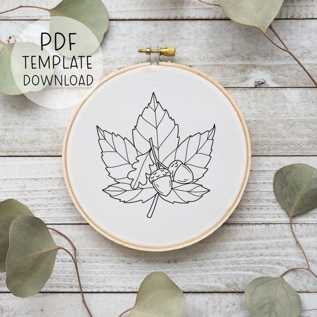 Fall Leaves Embroidery Pattern Download, Autumn Embroidery Design ...
