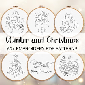 Winter and Christmas Embroidery Pattern Bundle Download, PDF Christmas ...