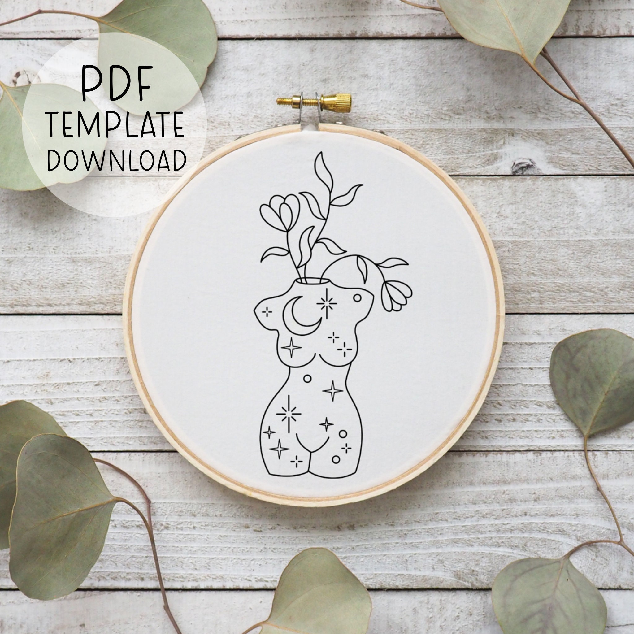 Floral Female Body Embroidery Pattern Beginner Embroidery - Etsy