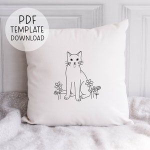 Easy Cat Embroidery Pattern, Simple Cat Embroidery Pattern PDF, Cute ...