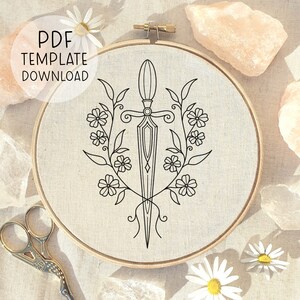 Floral Dagger Embroidery Pattern, Weapon Embroidery, Daggers Fantasy ...