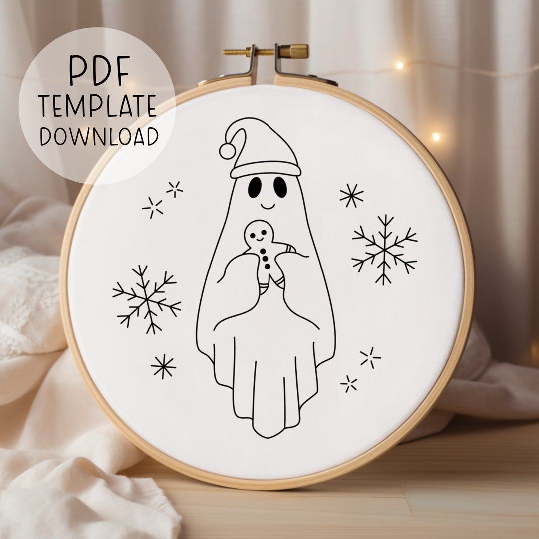Christmas Ghost Embroidery Pattern Download, Embroidery Christmas ...