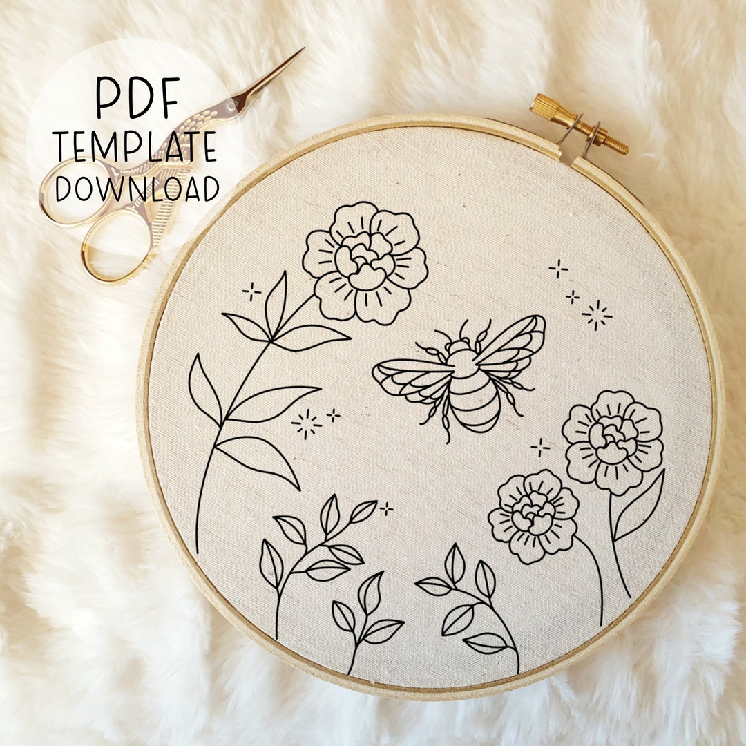 Bee Embroidery Pattern Template Bee Needlepoint Pattern Woodsy ...