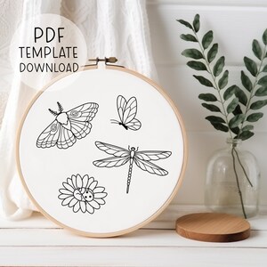 Printable Insects Embroidery Patterns Sheet, Butterfly Hand Embroidery ...