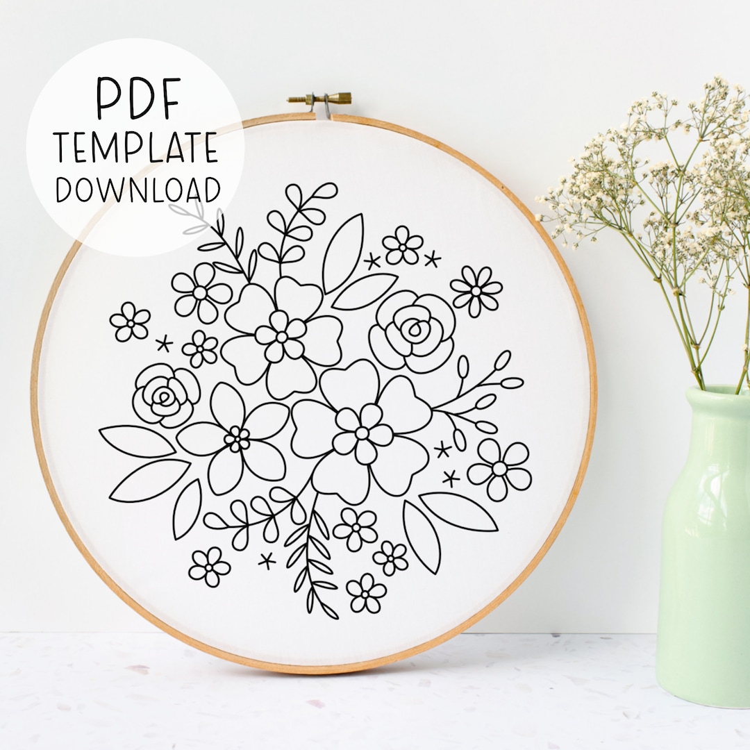 Floral Hand Embroidery Pattern, Flowers Embroidery PDF, Classic ...