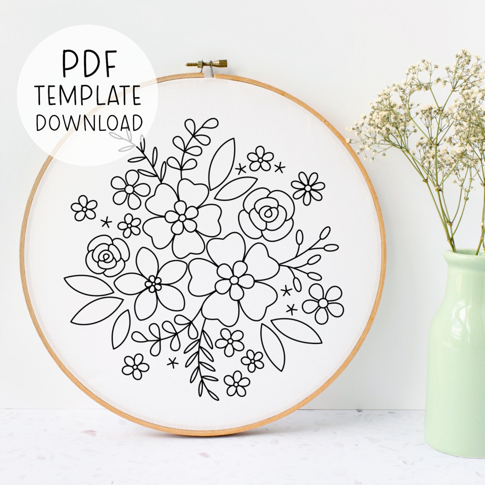 Floral Hand Embroidery Pattern, Flowers Embroidery PDF, Classic ...