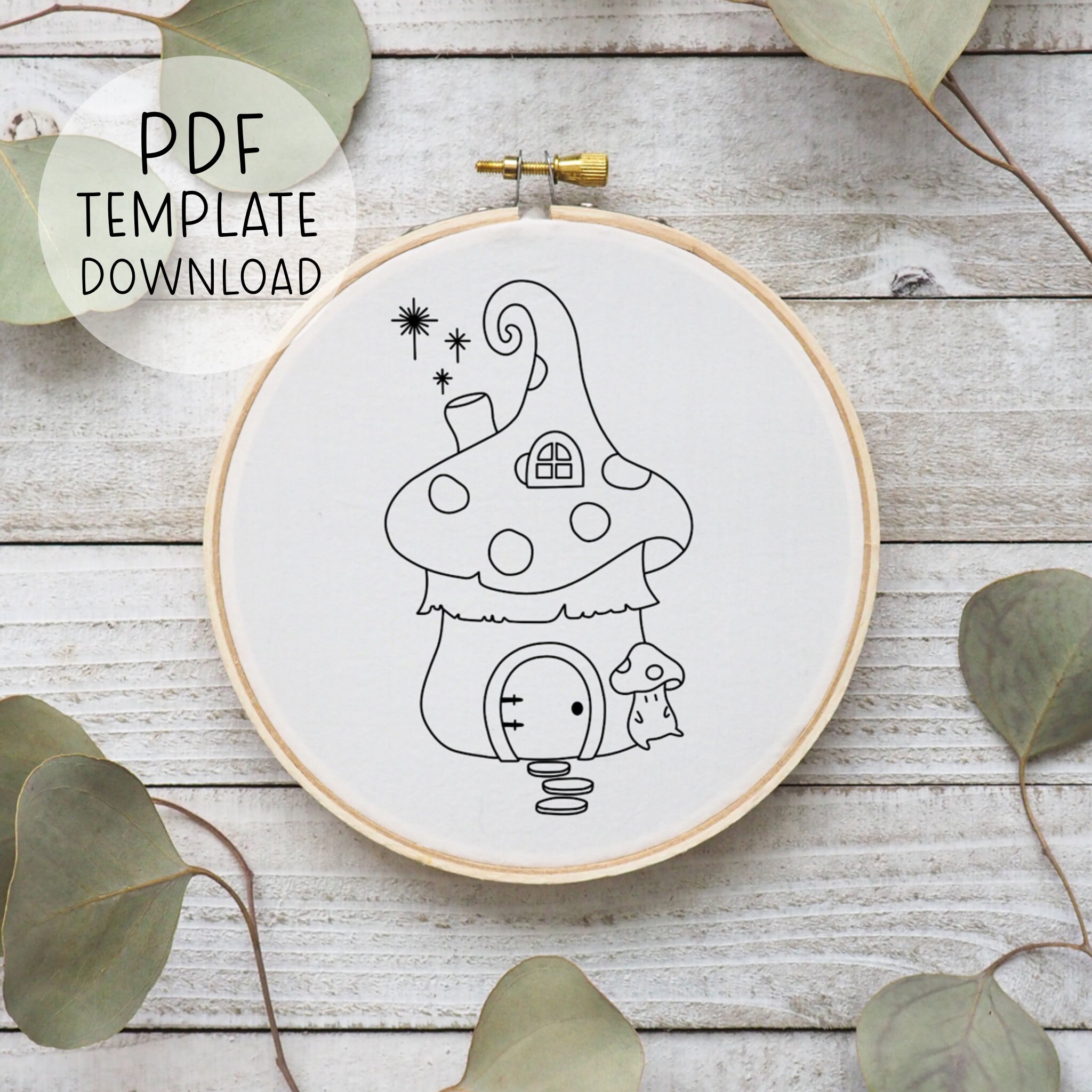 Toadstool House Embroidery Pattern Cottage Embroidery Pattern - Etsy