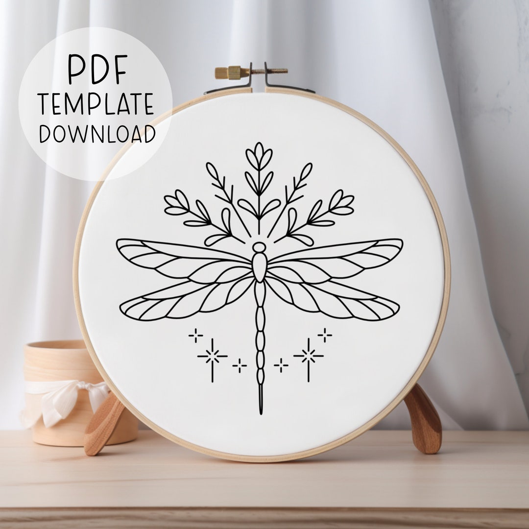 Dragonfly Ornamental Embroidery Pattern Download, Insect Embroidery ...