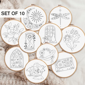 Celestial Embroidery Pattern BUNDLE! Stars and Moon Embroidery Patterns ...