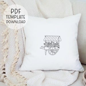 Flower Cart Embroidery Pattern Instant Download, Floral Pattern for ...