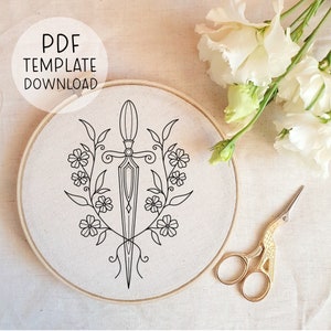 Floral Dagger Embroidery Pattern, Weapon Embroidery, Daggers Fantasy ...
