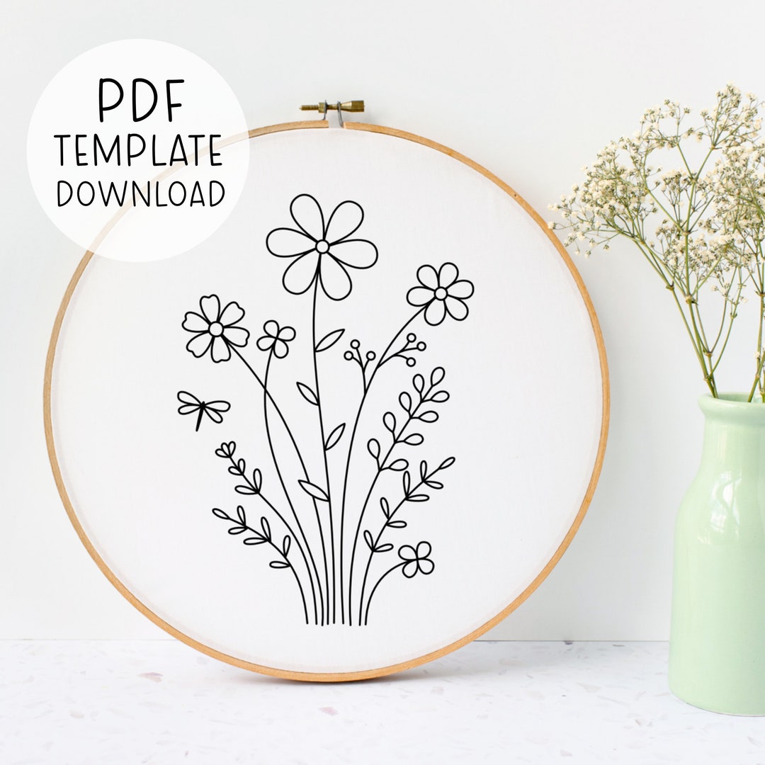 Beginner Flowers Hand Embroidery Pattern, Botanical Embroidery PDF ...