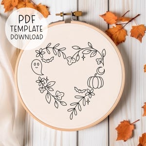 Fall and Halloween Embroidery Pattern Bundle, Spooky Hand Embroidery ...