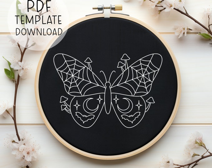 Spider Web Butterfly Embroidery Pattern Download, Cobwebs Embroidery ...
