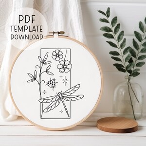 Dragonfly and Ladybug Embroidery Pattern Download, Insect Embroidery ...