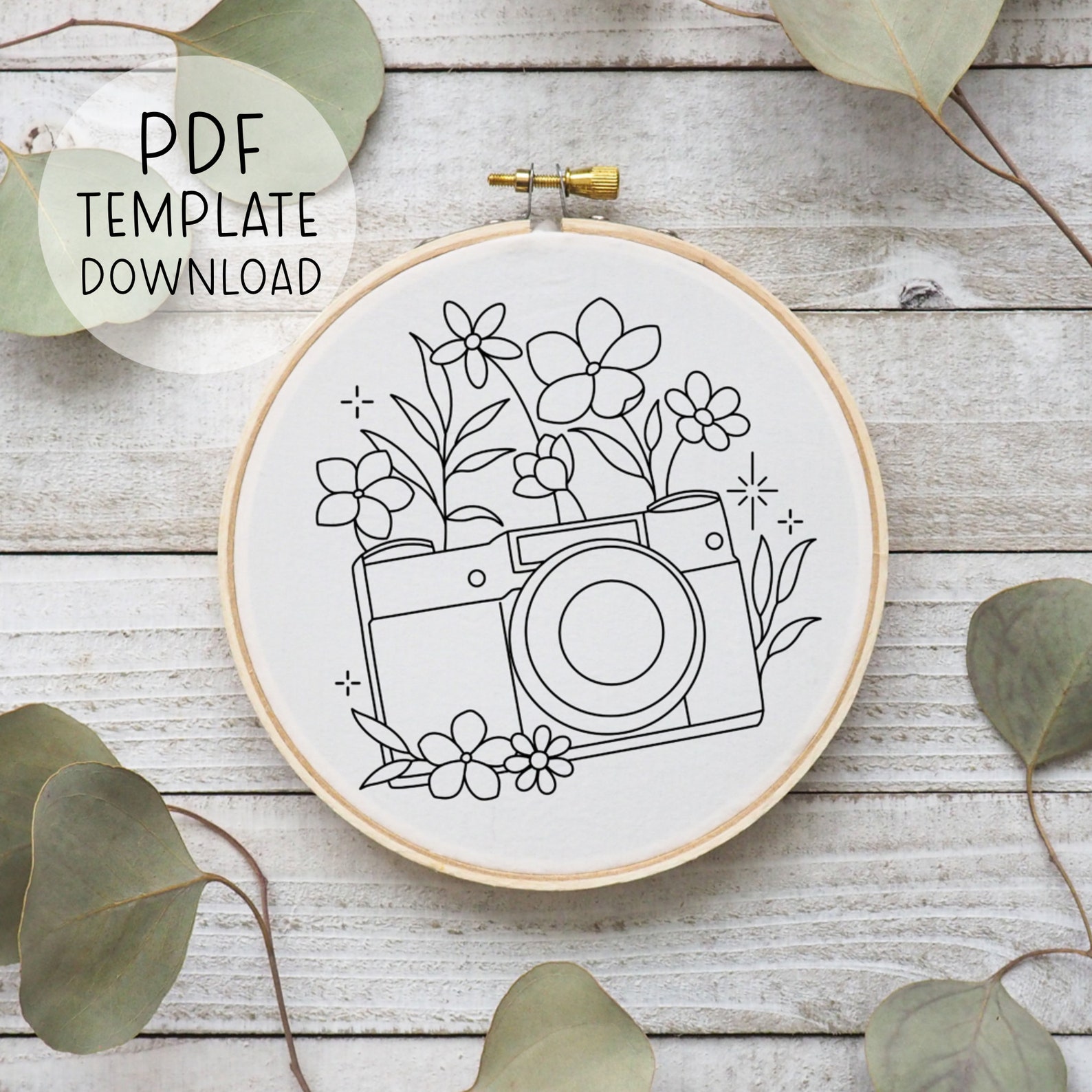 Camera Embroidery Template Pattern, Photography Embroidery Design ...