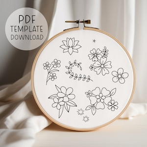 Printable Floral Embroidery Patterns Sheet, Floral Hand Embroidery ...