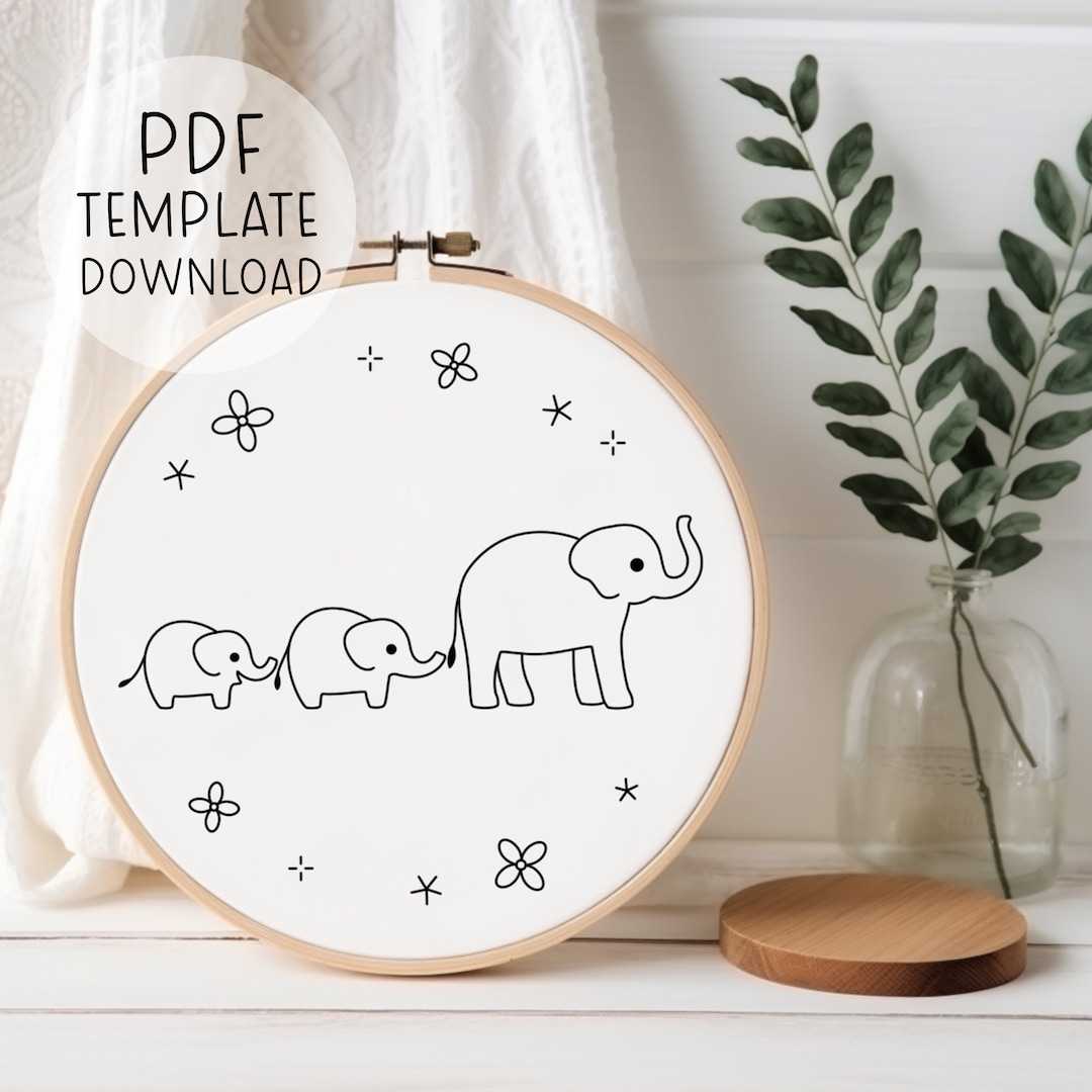 Elephant Family Embroidery Pattern Download, Mom and Baby Embroidery ...