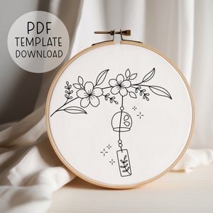 Japan Inspired Embroidery Pattern Bundle, 6 Japanese Hand Embroidery ...